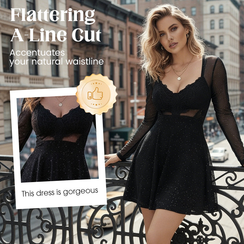 👗Starry Night Sparkle Party Dress with Lace Bodice💥 – patiyu