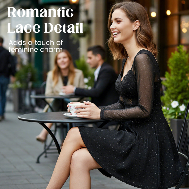 👗Starry Night Sparkle Party Dress with Lace Bodice💥 – patiyu